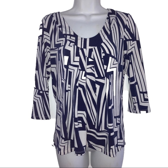 Emma James | Tops | 22 Emma James Stretch Pleated Neckline Top Pm Blue ...